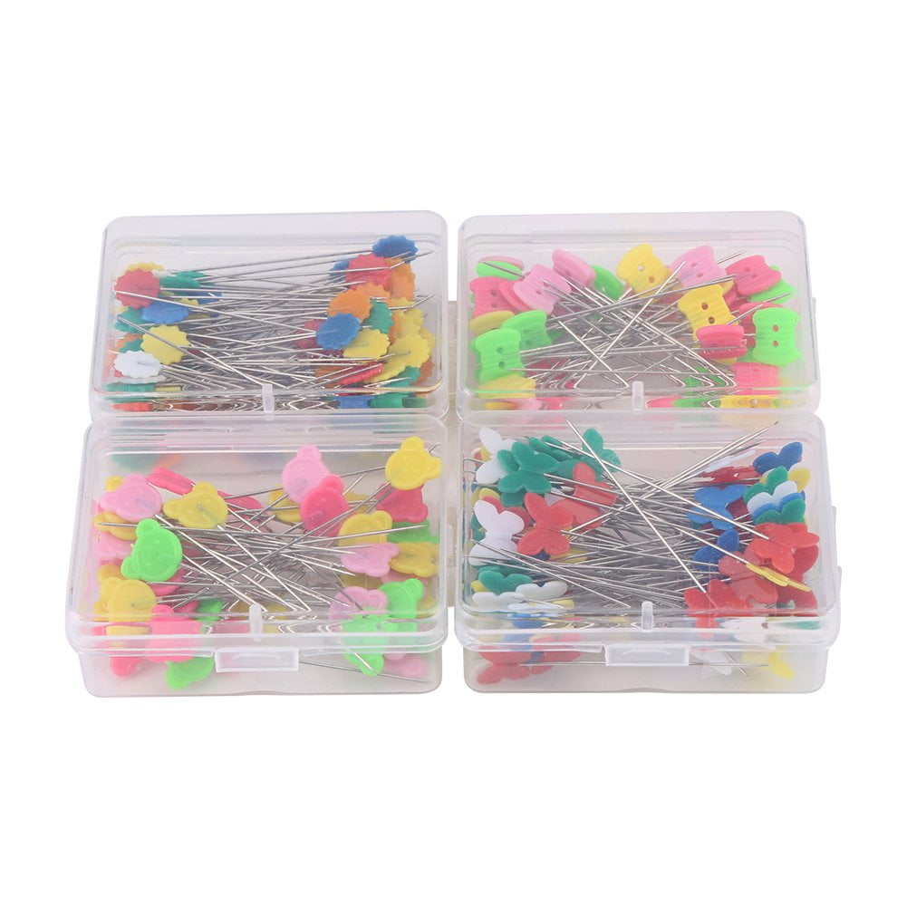 300 Pieces Flat Head Pins Straight Quilting Pins 4 Boxed Button Head ...