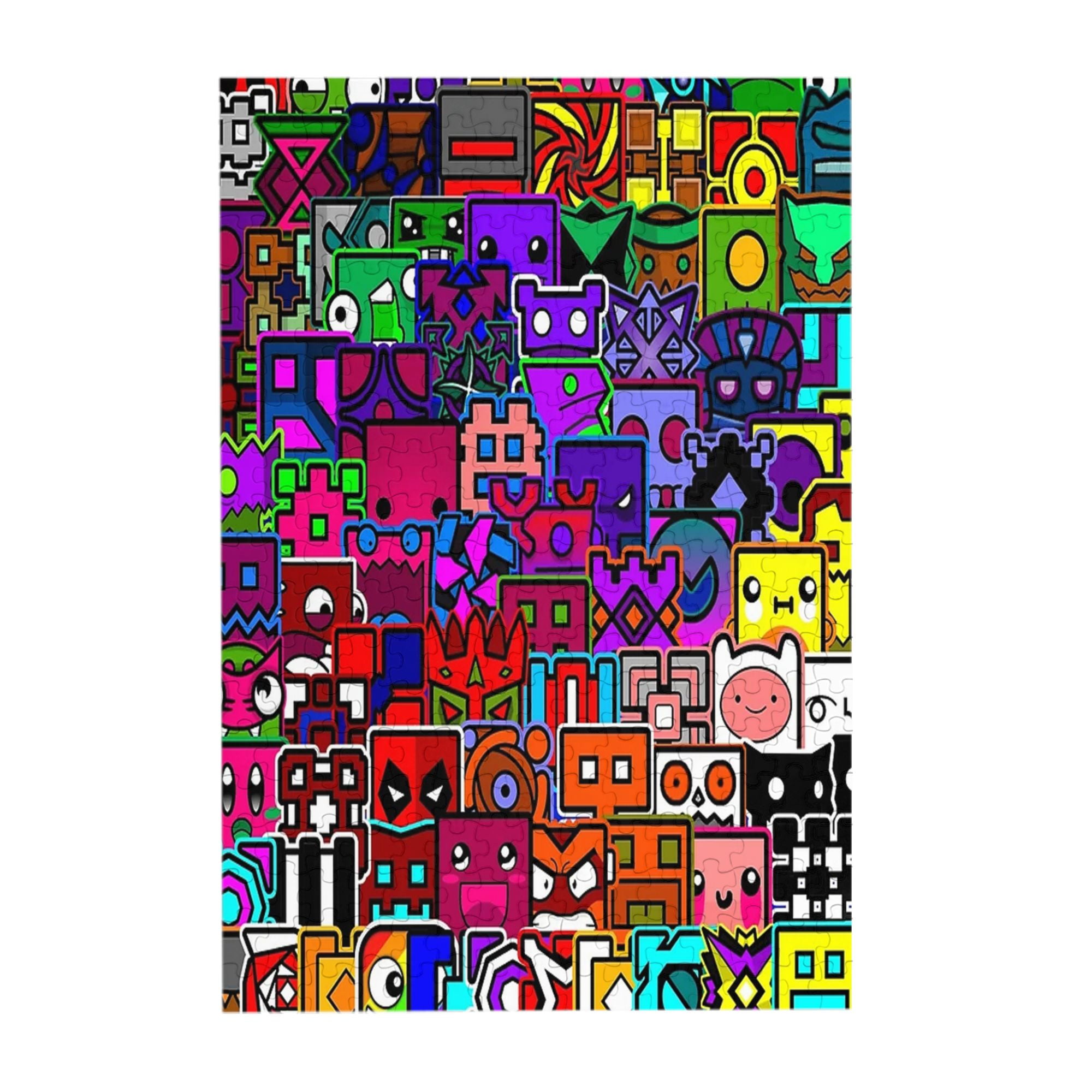 300 Pieces Geometry Dash Wooden Jigsaw Puzzles Educational Intellectual ...