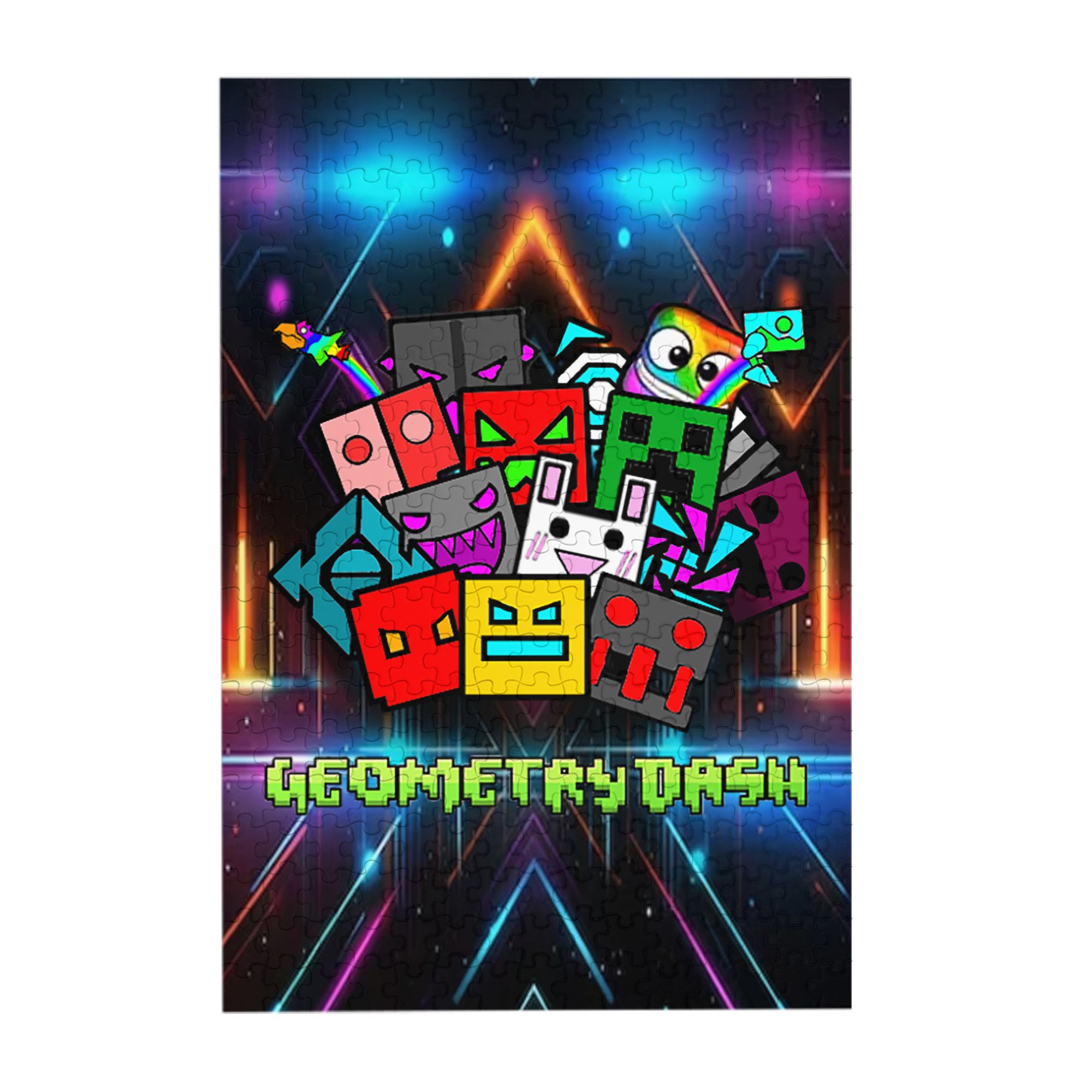 300 Pieces Geometry Dash Wooden Jigsaw Puzzles Educational Intellectual ...