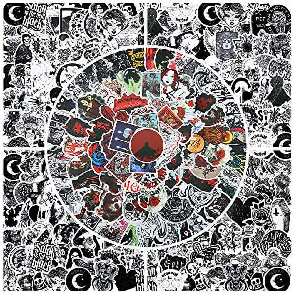 300 Pieces Gothic Stickers Vinyl Waterproof Black White Gothic Stickers ...