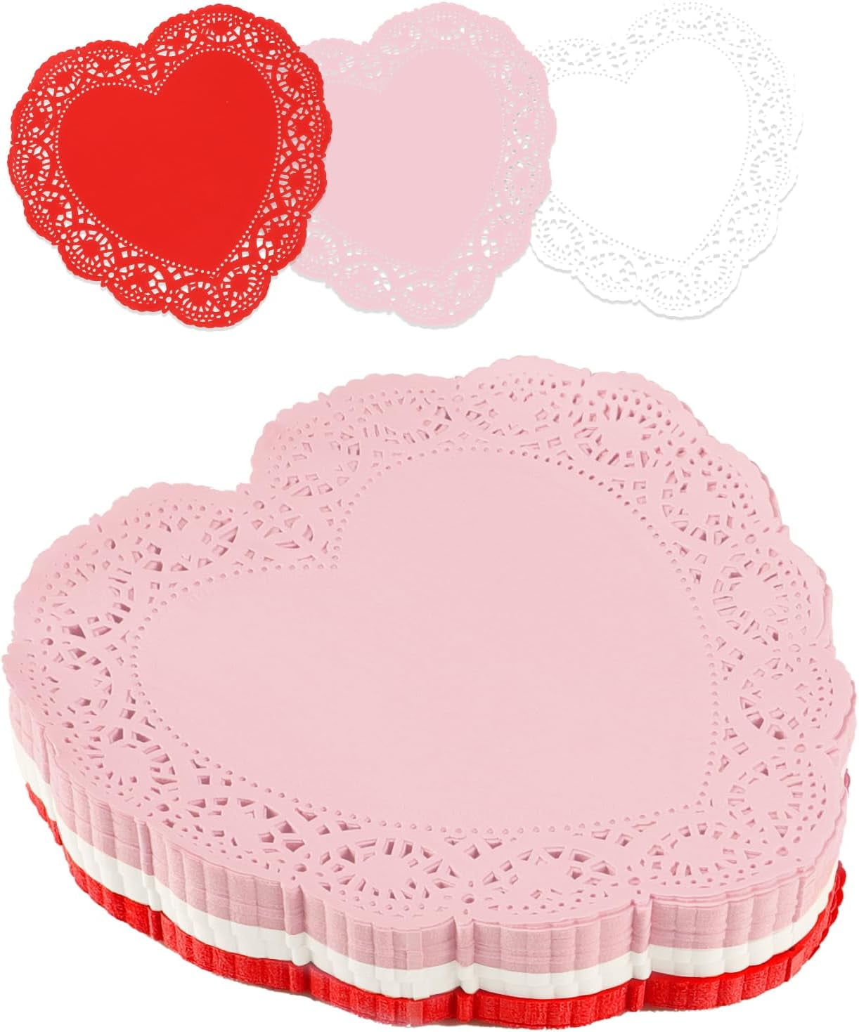 300 Pieces Heart Paper Doilies 10 Inch Valentine's Heart Shaped Doilies ...