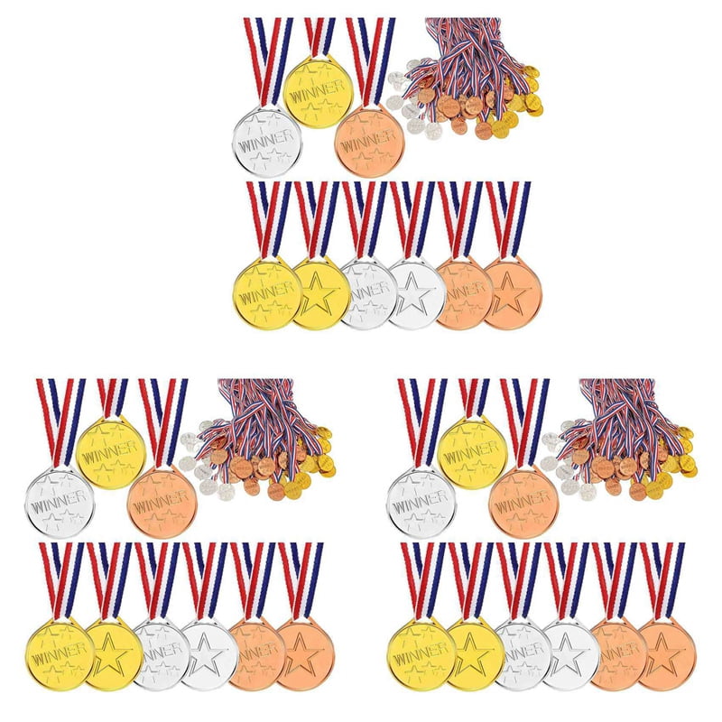 300 Pieces Kids Plastic Winner Award Medals Winner Medals Gold Silver ...
