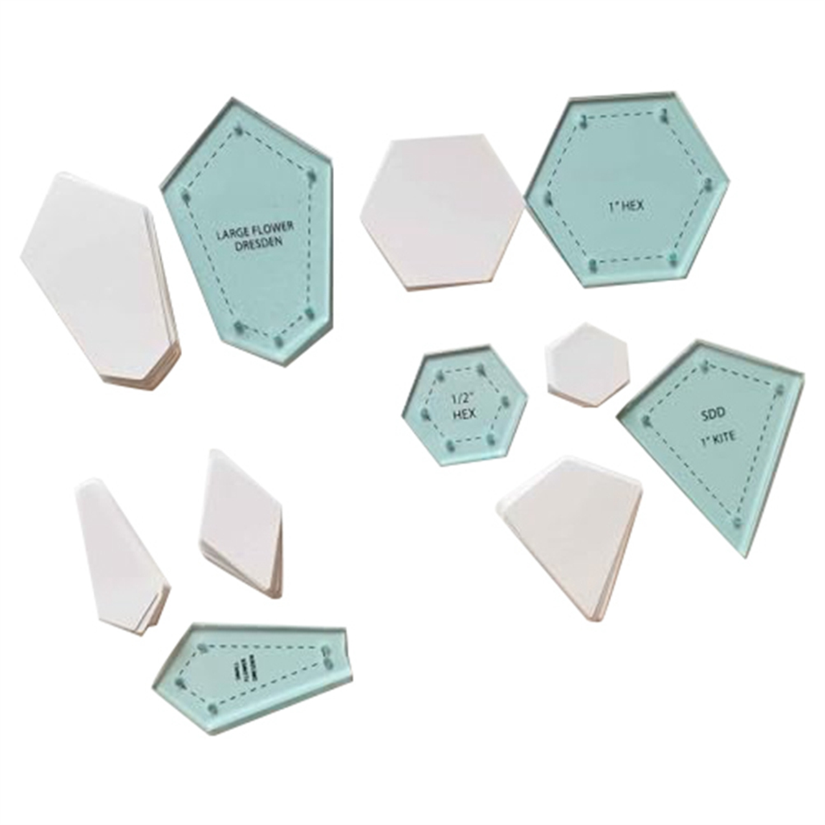 300 Pieces Paper Patchwork Shapes Acrylic Quilt Template Quilting ...