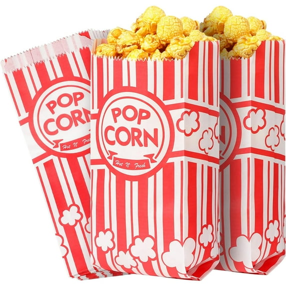 300 Pieces Paper Popcorn Bags 1 Oz Popcorn Container Red and White ...