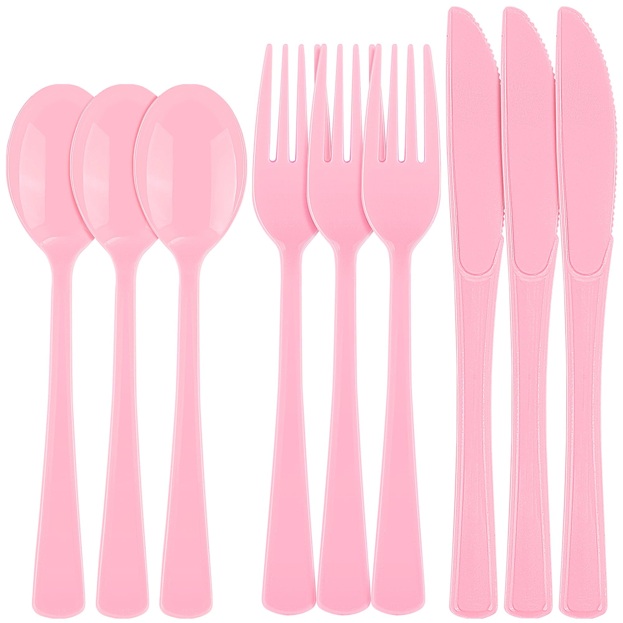 300 Pieces Pink Plastic Silverware Heavy Duty Plastic Cutlery Set ...