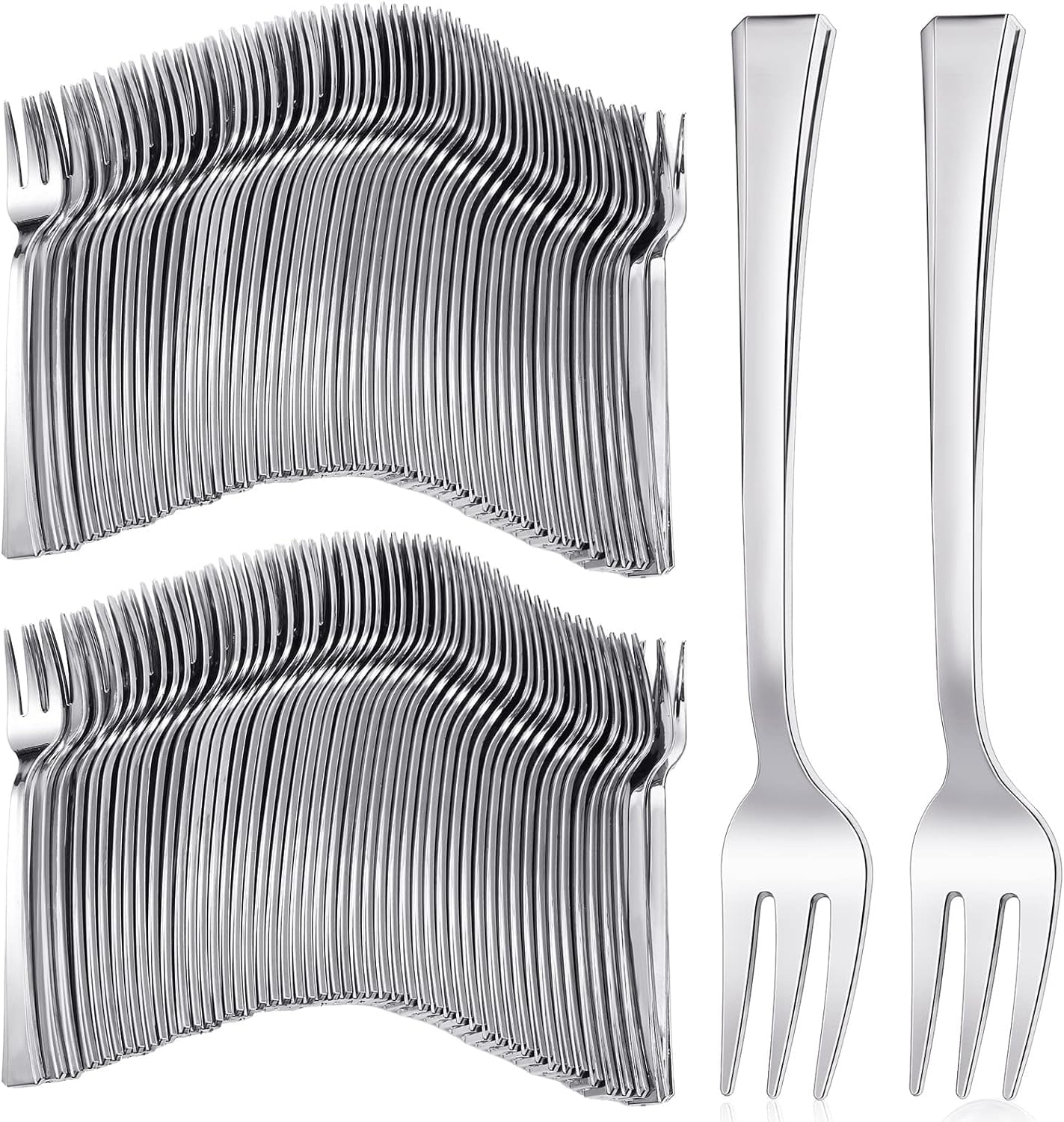 300 Pieces Plastic Mini Appetizer Forks 4.53 Inch Stainless Steel ...