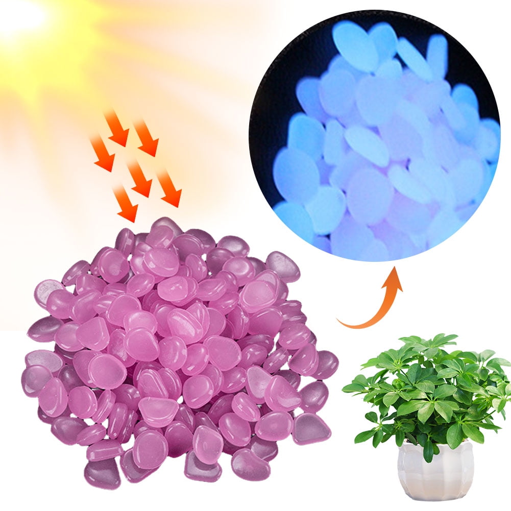 300 Pieces Purple Glow Pebbles Decorations, Glow in The Dark Stones ...