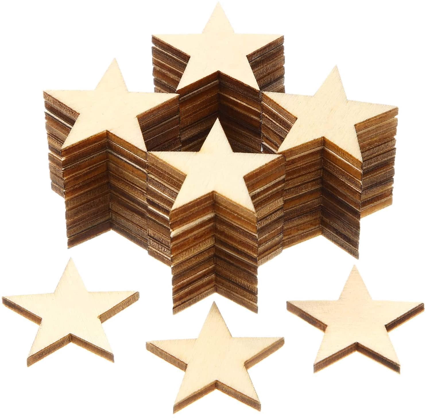 300 Pieces Wooden Stars Shape Unfinished Wood Stars Pieces Blank Wooden ...