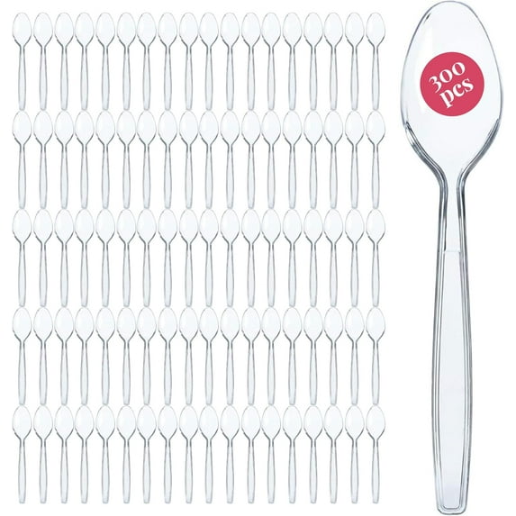 300 Plastic Spoons Bulk - 6-Inch Heavy Duty Disposable Silverware and ...