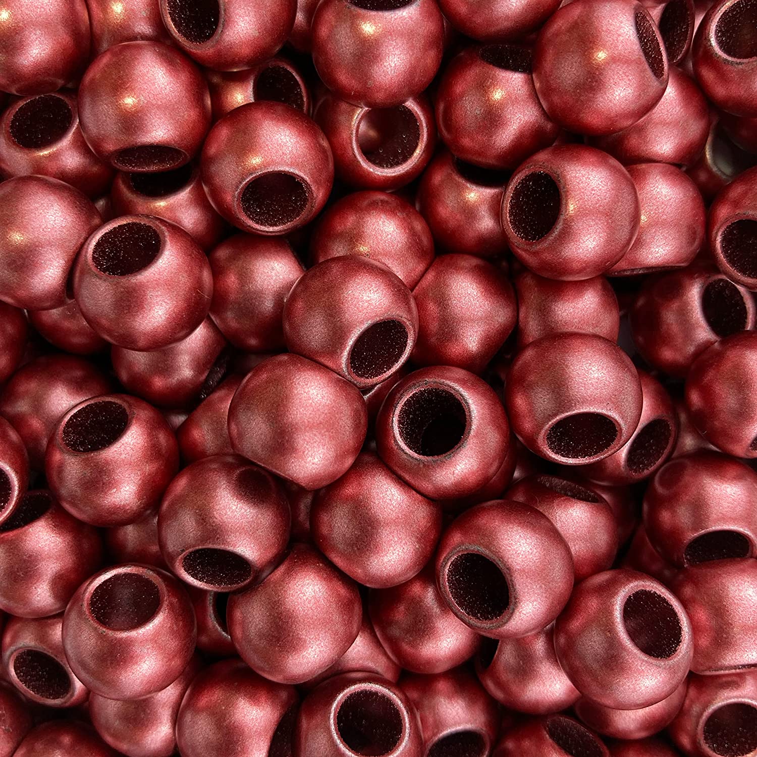300 Red Matte Metallic Acrylic Beads 12mm with 5.7mm Large European ...