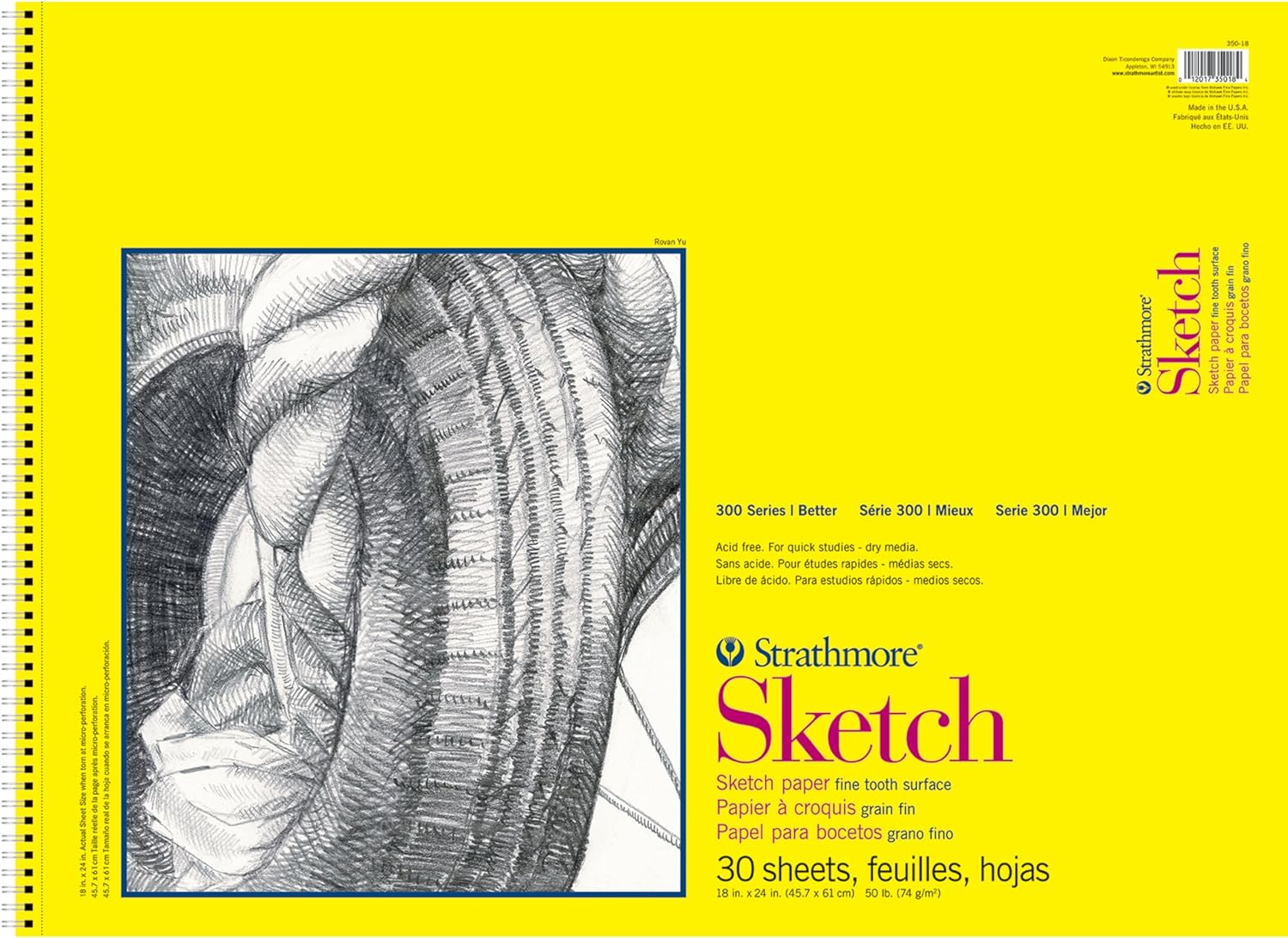 300 Series Sketch Pad, 18x24 inch, 30 Sheets, Side Wire - Artist ...