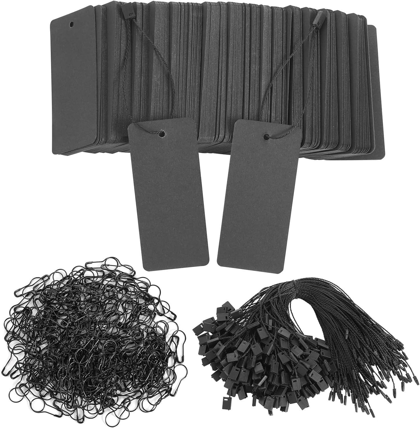 300 Set Black Price Tags with String Clothing Tags with Safety Pins ...