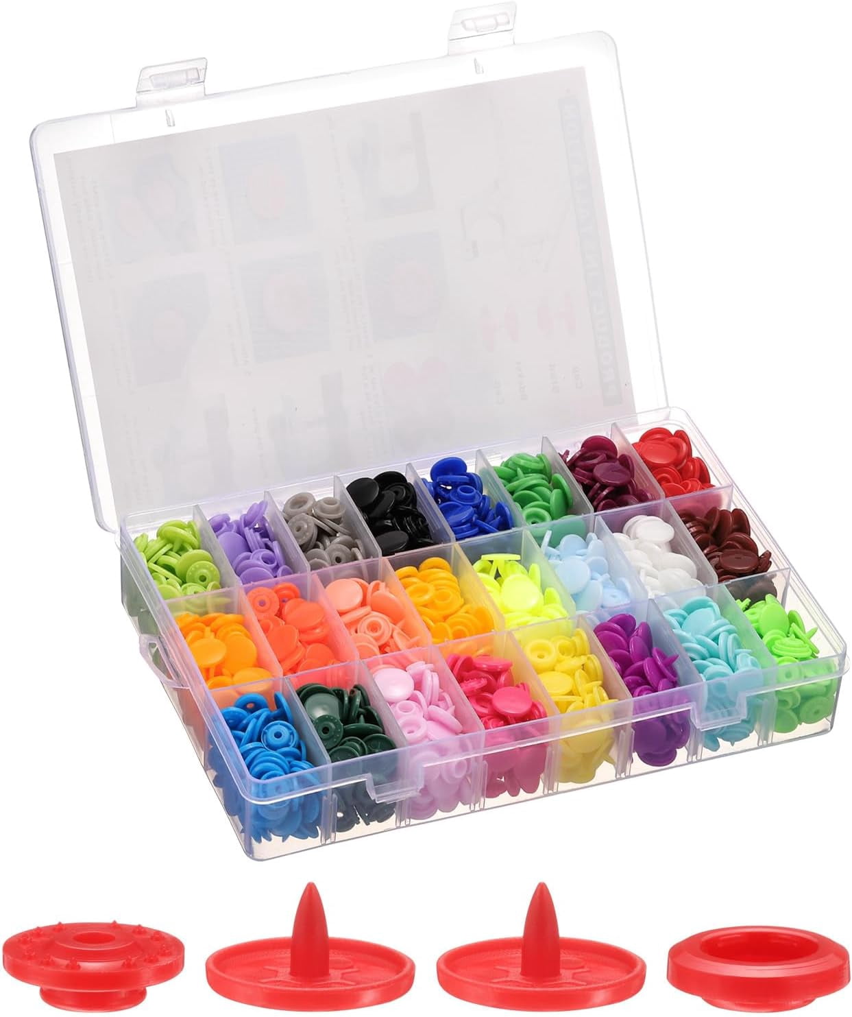 300 Set Plastic Snaps T5 Round Resin No-Sew Button Plastic Snap ...