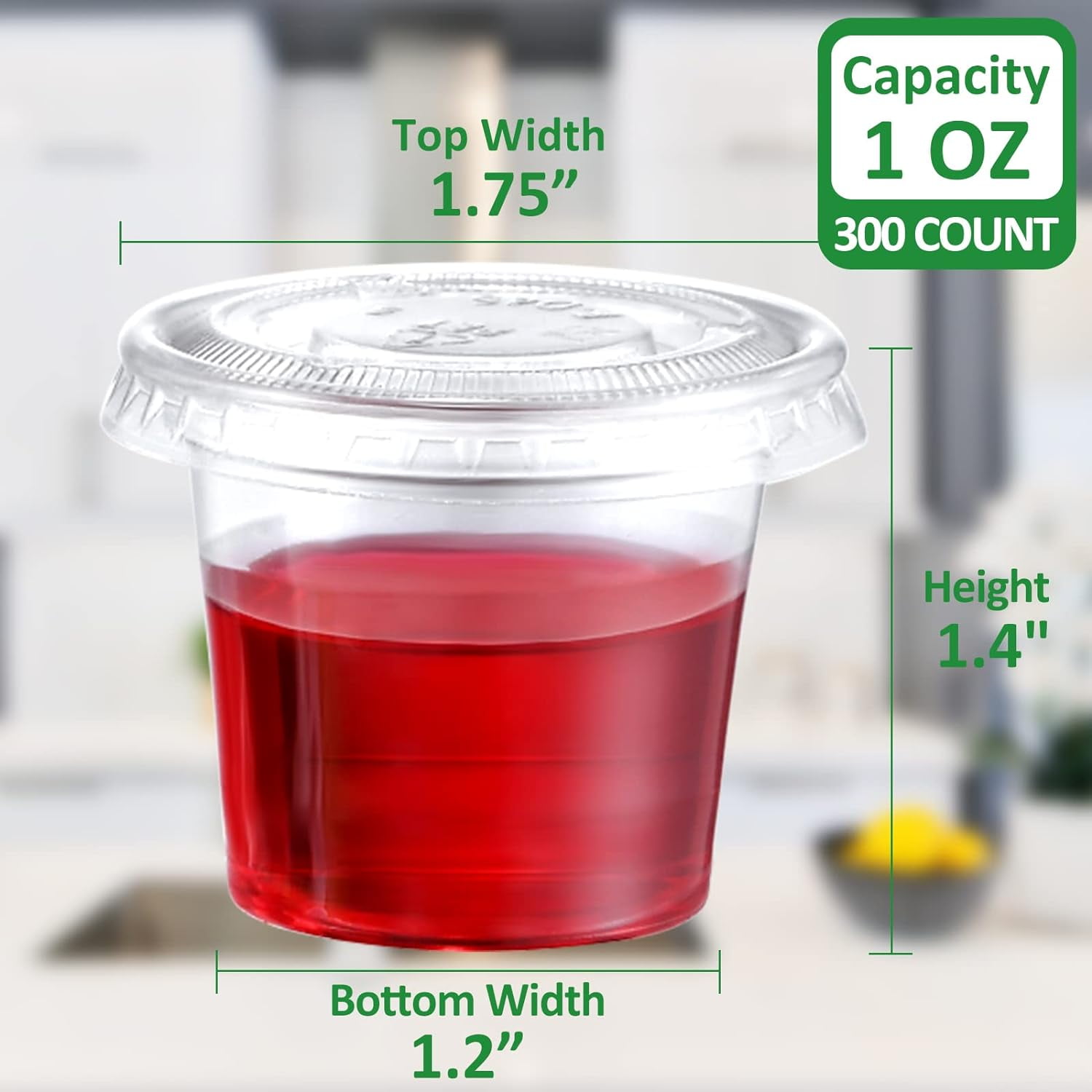 300 Sets 1 Oz Containers With Lids, Disposable Plastic Jello Shot Cups ...