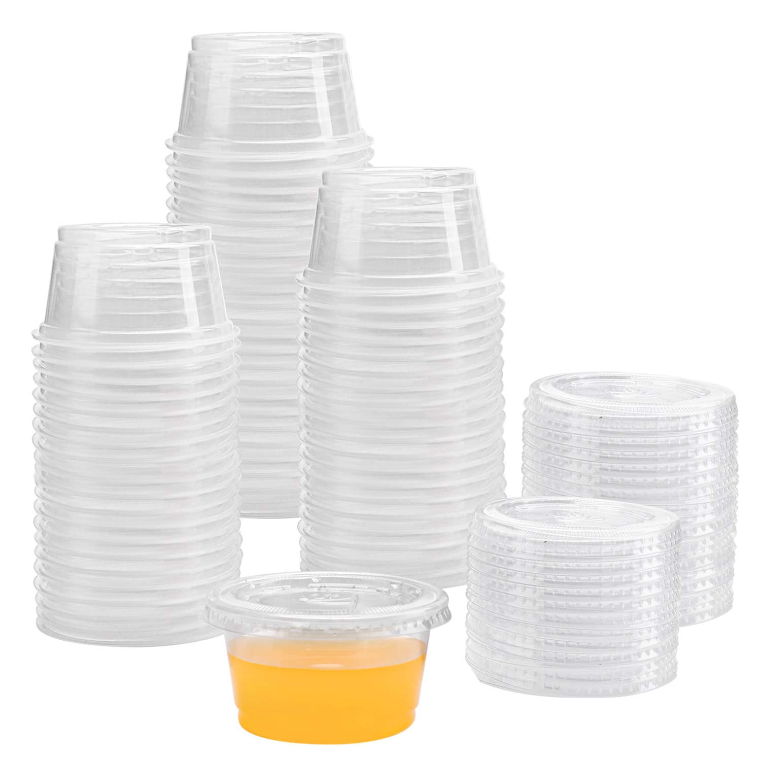 300 Sets 4oz Portion Cups with Lids, BPA-free Clear Disposable Plastic ...