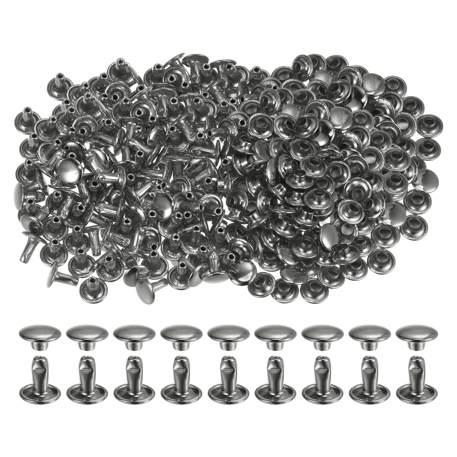 300 Sets Leather Rivets 8 x 8mm Metal for Leathercraft, Gunmetal ...