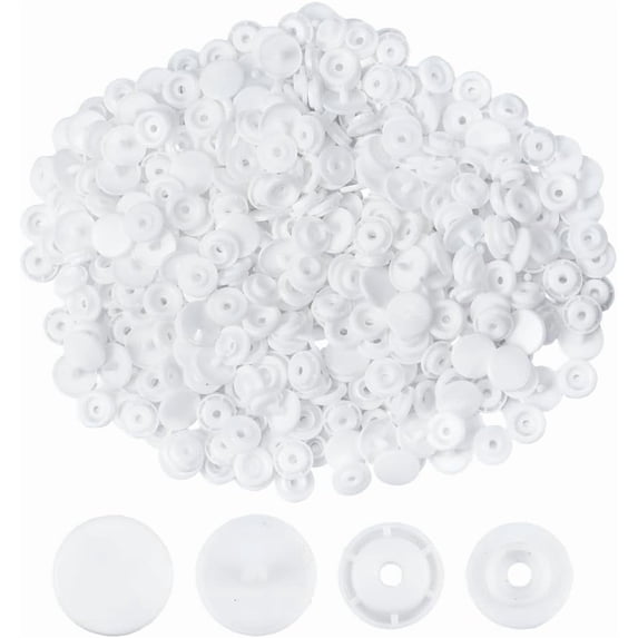 300 Sets Plastic Snaps 0.45 Inch T5 Glossy Round Resin Plastic Buttons ...