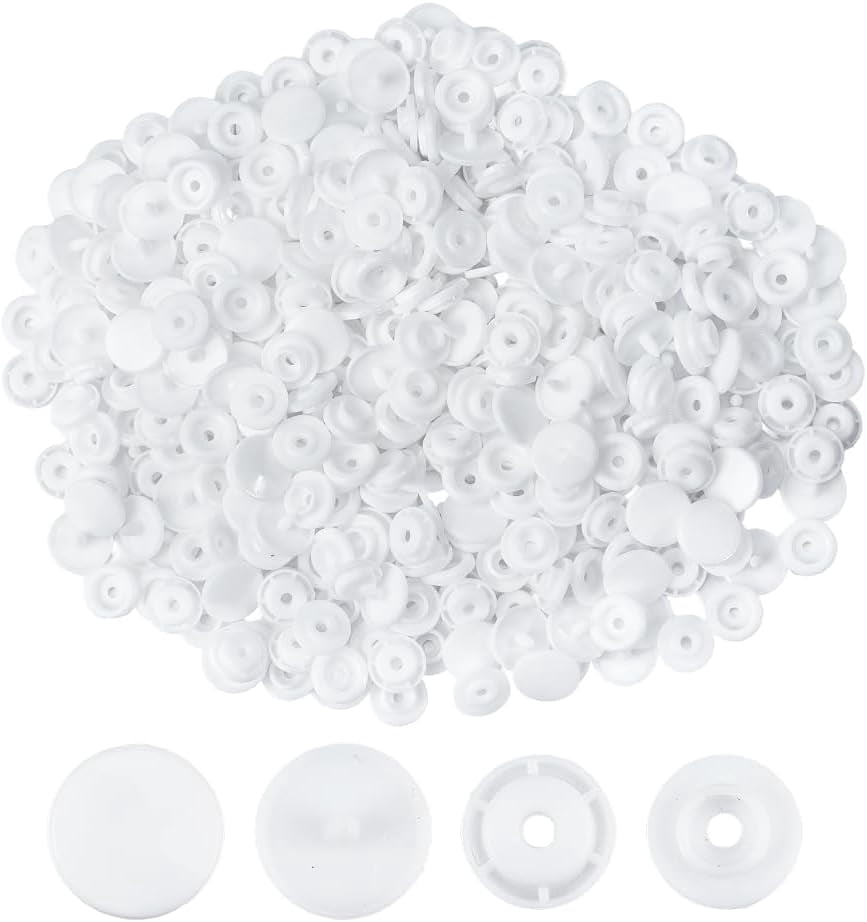 300 Sets Plastic Snaps 0.45 Inch T5 Glossy Round Resin Plastic Buttons ...