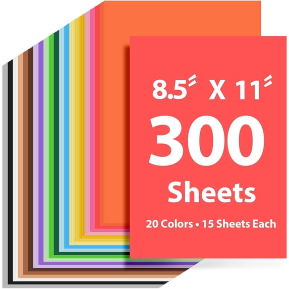 300 Sheets 8.5x11 Inch 20 Assorted Colors Cardstock, 180gsm Craft Paper ...