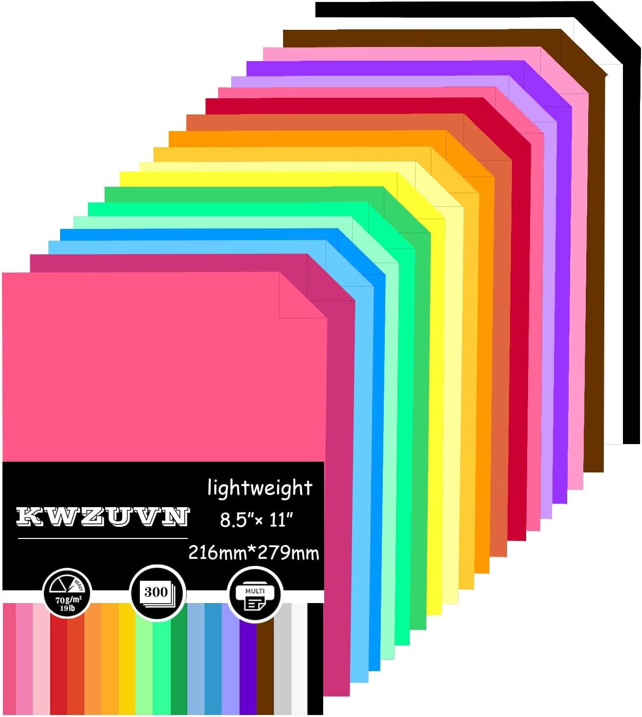 300 Sheets Colored Paper 8.5 X 11 Colored Printer Paper Lightweight ...