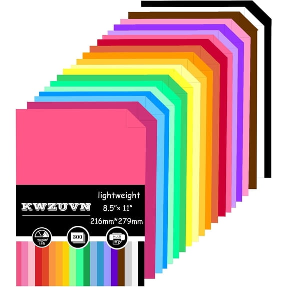 300 Sheets Colored Paper 8.5 X 11 Colored Printer Paper Lightweight ...