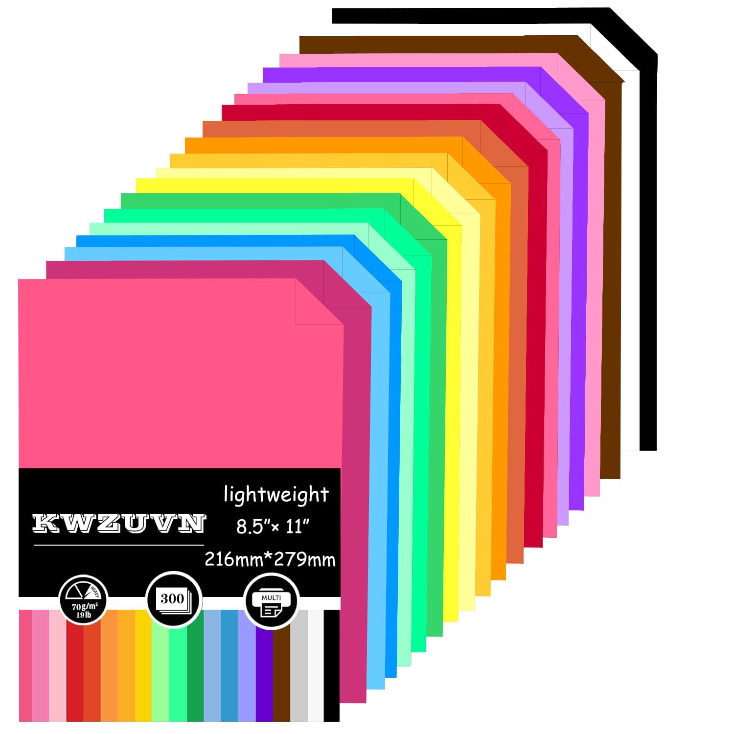 300 Sheets Colored Paper, TSF6 8.5 X 11 Colored Printer Paper ...