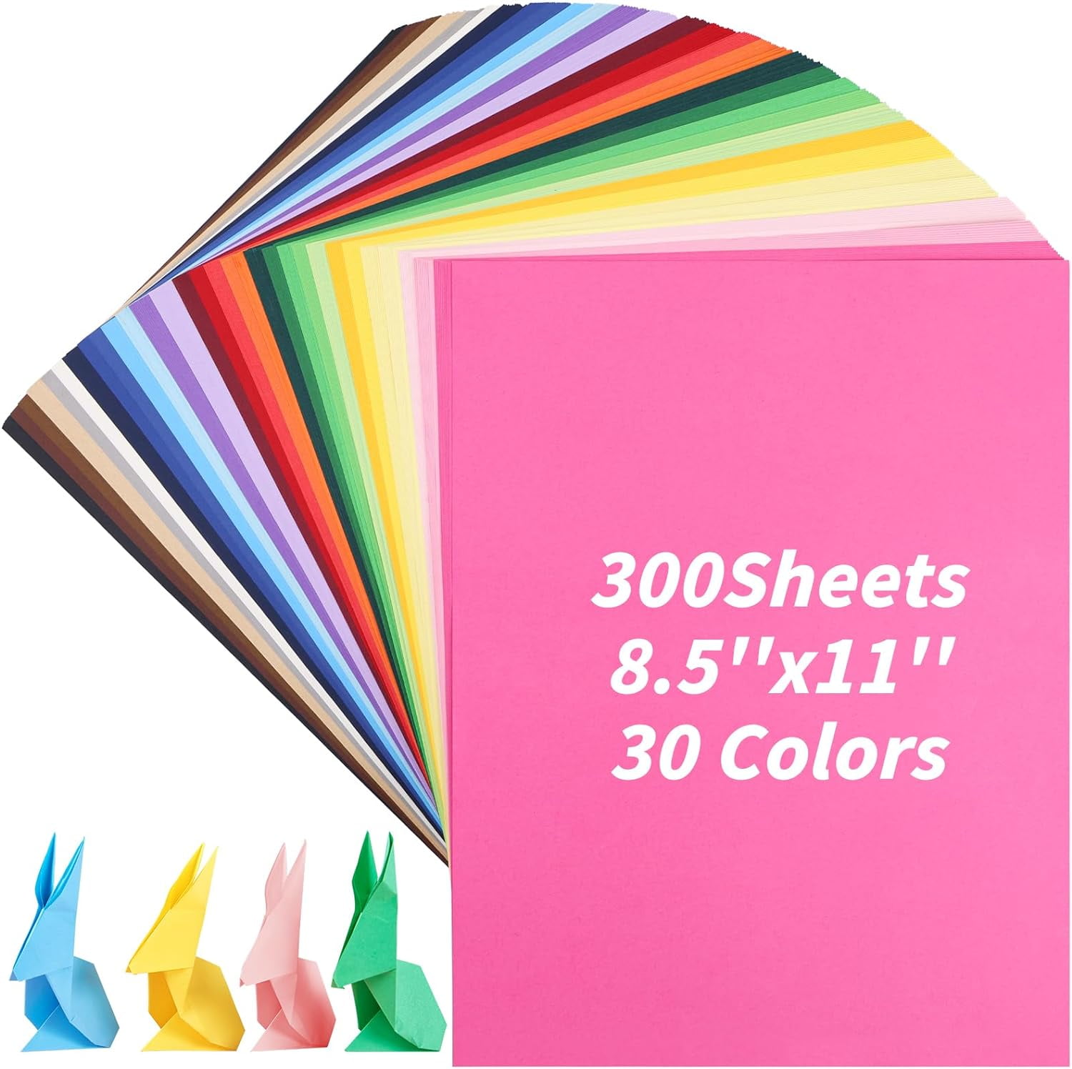 300 Sheets Construction Paper Bulk Set 8.5x 11, 30 Colors Cardstock ...