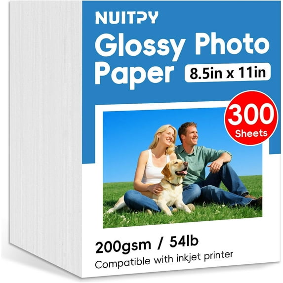 300 Sheets Glossy Photo Paper, 8.5in x 11in Inkjet Printer Picture ...