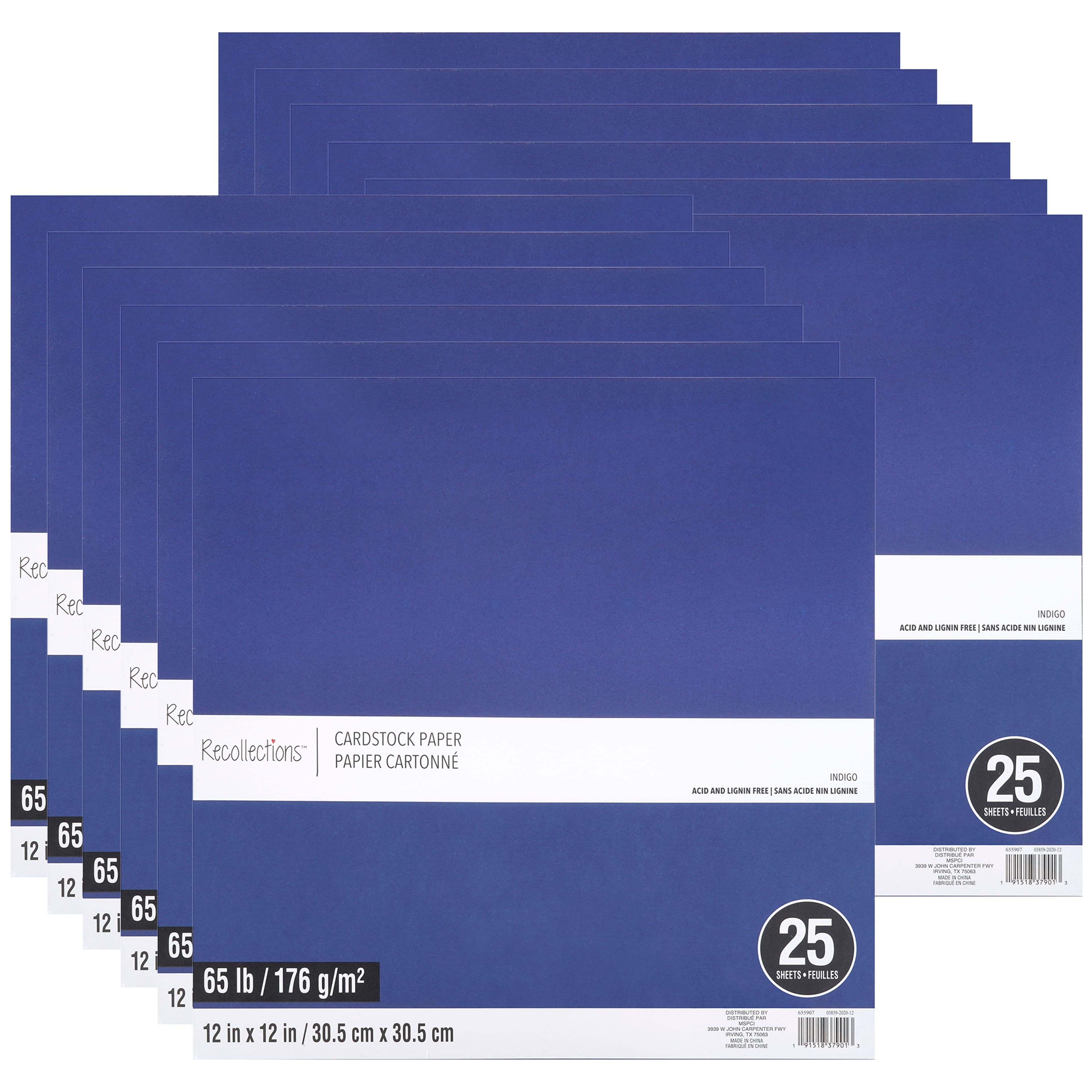 300 Sheets Indigo 12" x 12" Cardstock Paper by Recollections - Acid and ...