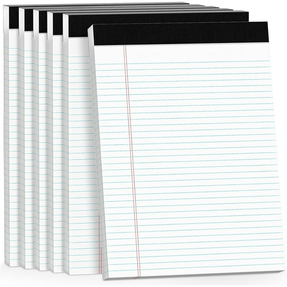 300 Sheets Legal Pads 8.5 x 11 College Ruled 6-Pack White Paper Note ...