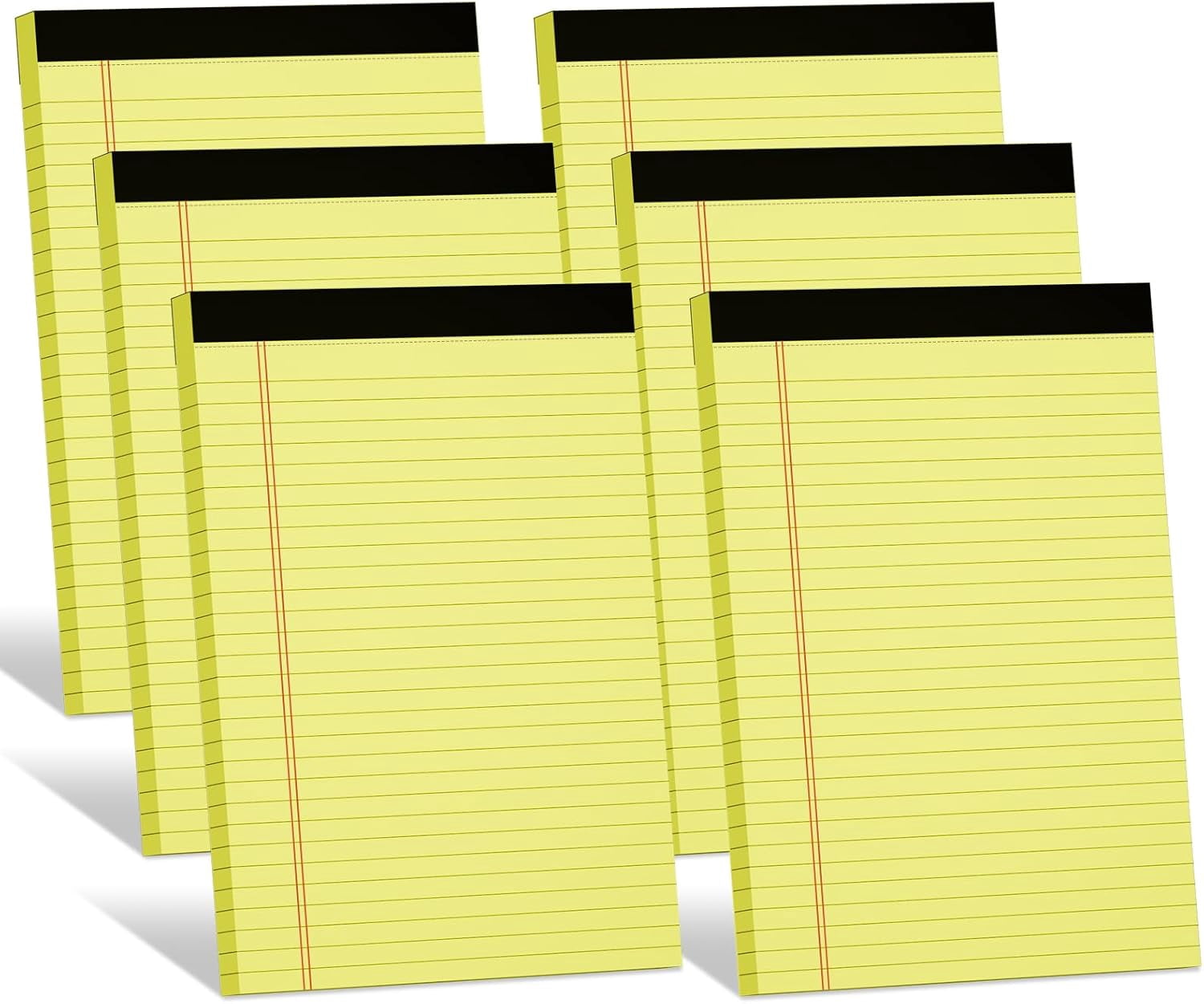 300 Sheets Light Yellow Legal Pads 8.5 x 11.75 Wide Ruled Paper 6-Pack ...