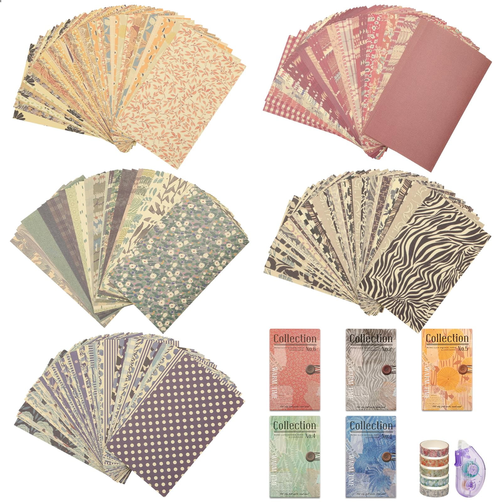 300 Sheets Vintage Scrapbook ESF27 Paper 5.1x3.1 Inch Decorative Paper ...
