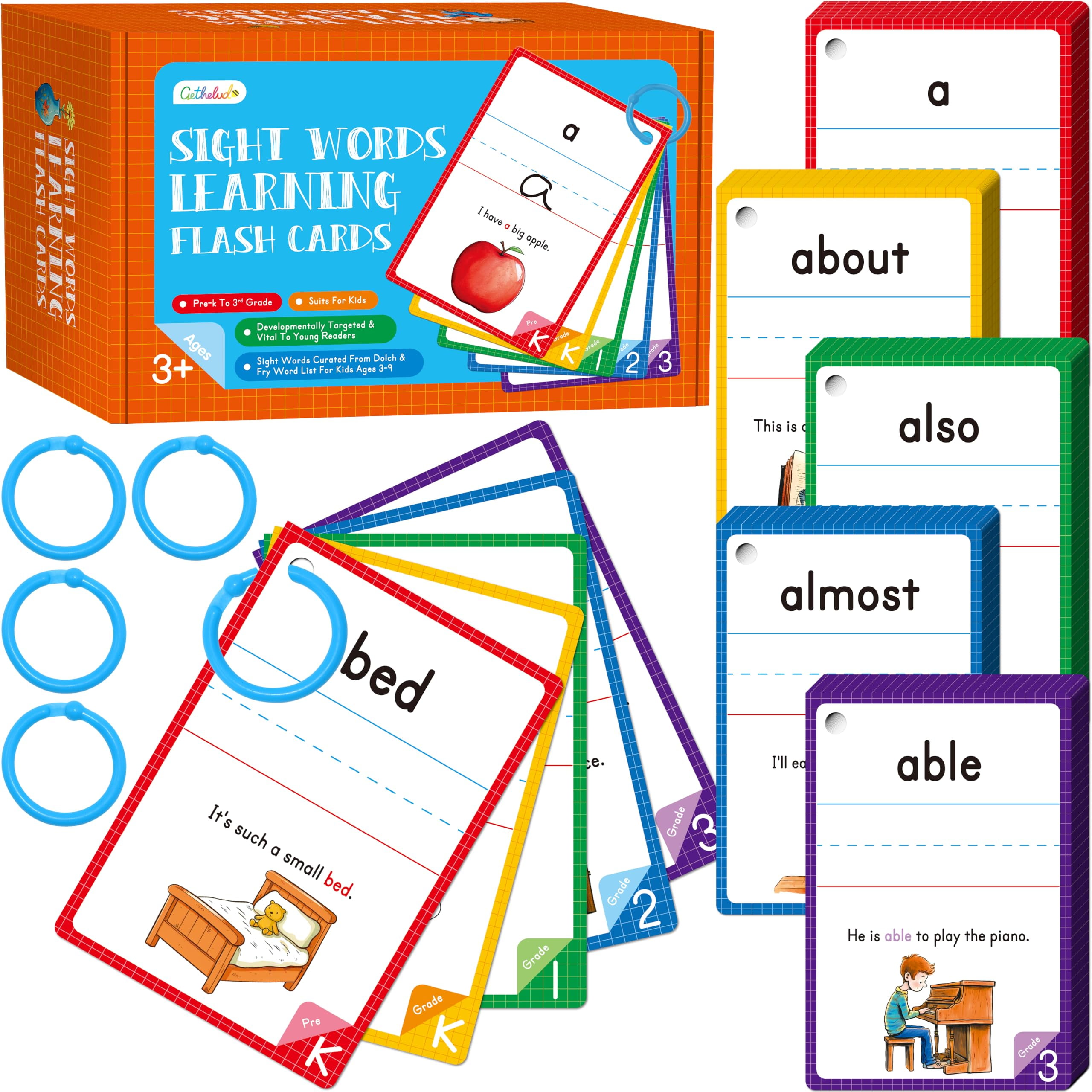 300 Sight Words Flashcards, 150Pcs Double-Sided Erasable Reusable Cards ...