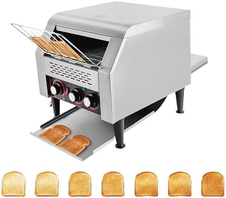 300 Slices/Hour Commercial Conveyor Toaster, 2200W Stainless Steel ...