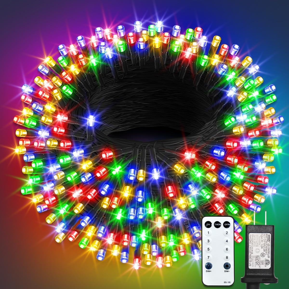 300 String Lights Outdoor, 100FT Multicolor Christmas Lights for ...
