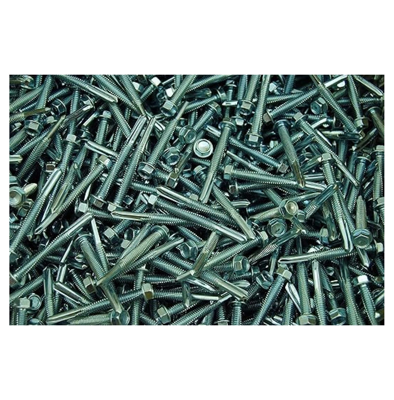 (300) TEK 5 Hex Washer Head 12-24 x 2 Self-Drilling Steel Screws IHW ...