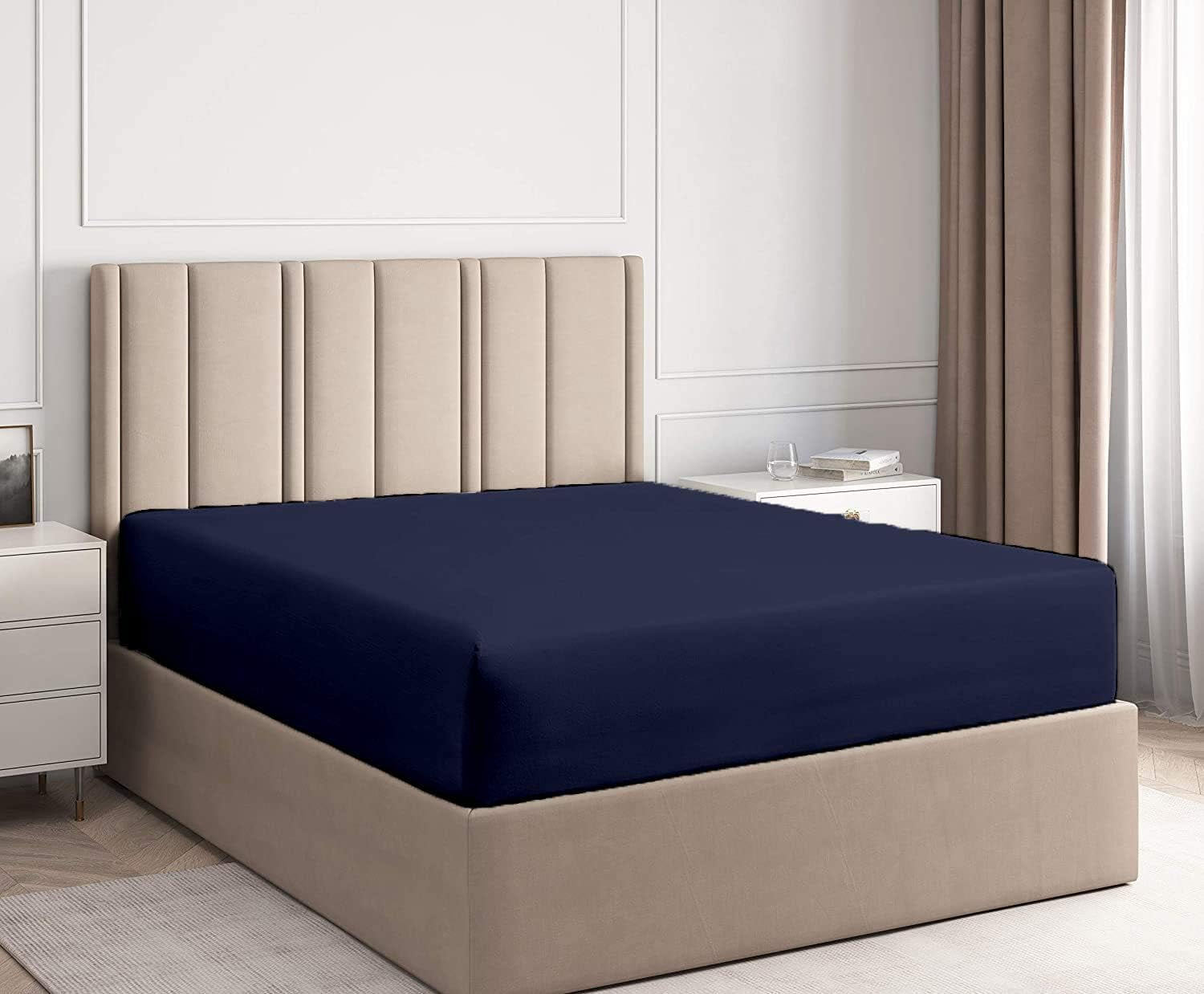300 Thread Count - 1 Piece Fitted Sheet Twin-XL Size 18" Inch Deep ...