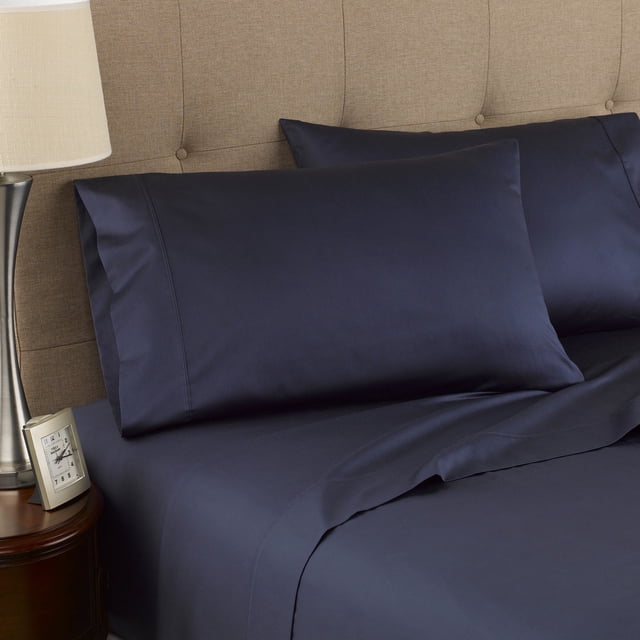 300 Thread Count Certified Organic Cotton Queen Navy Sheet Set ...
