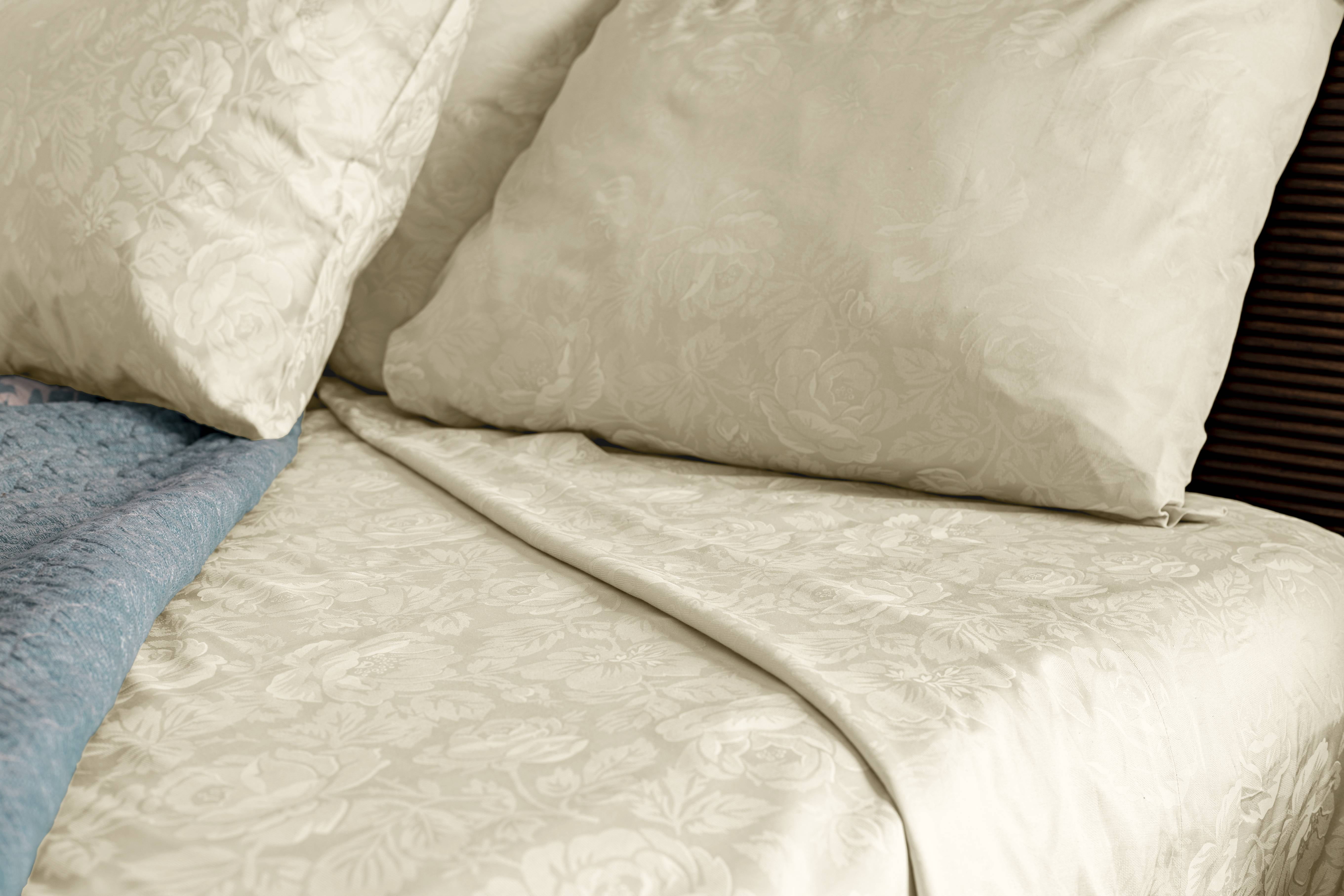 300 Thread Count Damask 55% Cotton 45% Polyester 6-Piece Queen Sheet Set, Beige - Walmart.com