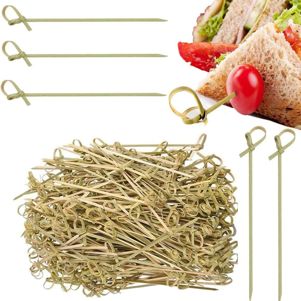 300 Toothpicks Bamboo Knot Skewers Cocktail Skewers Disposable Eco ...