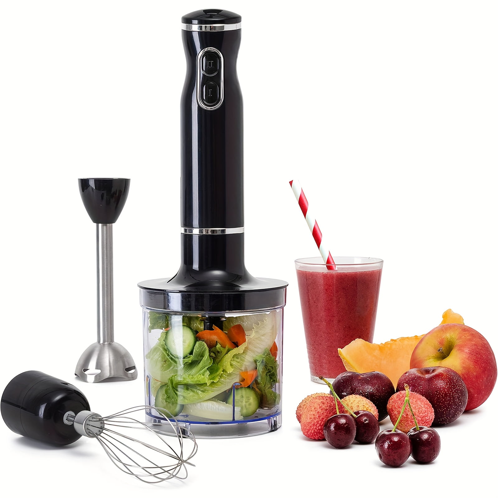 300 Watt Electric Hand Blender Set with Egg Whisk, Chopper, and ...