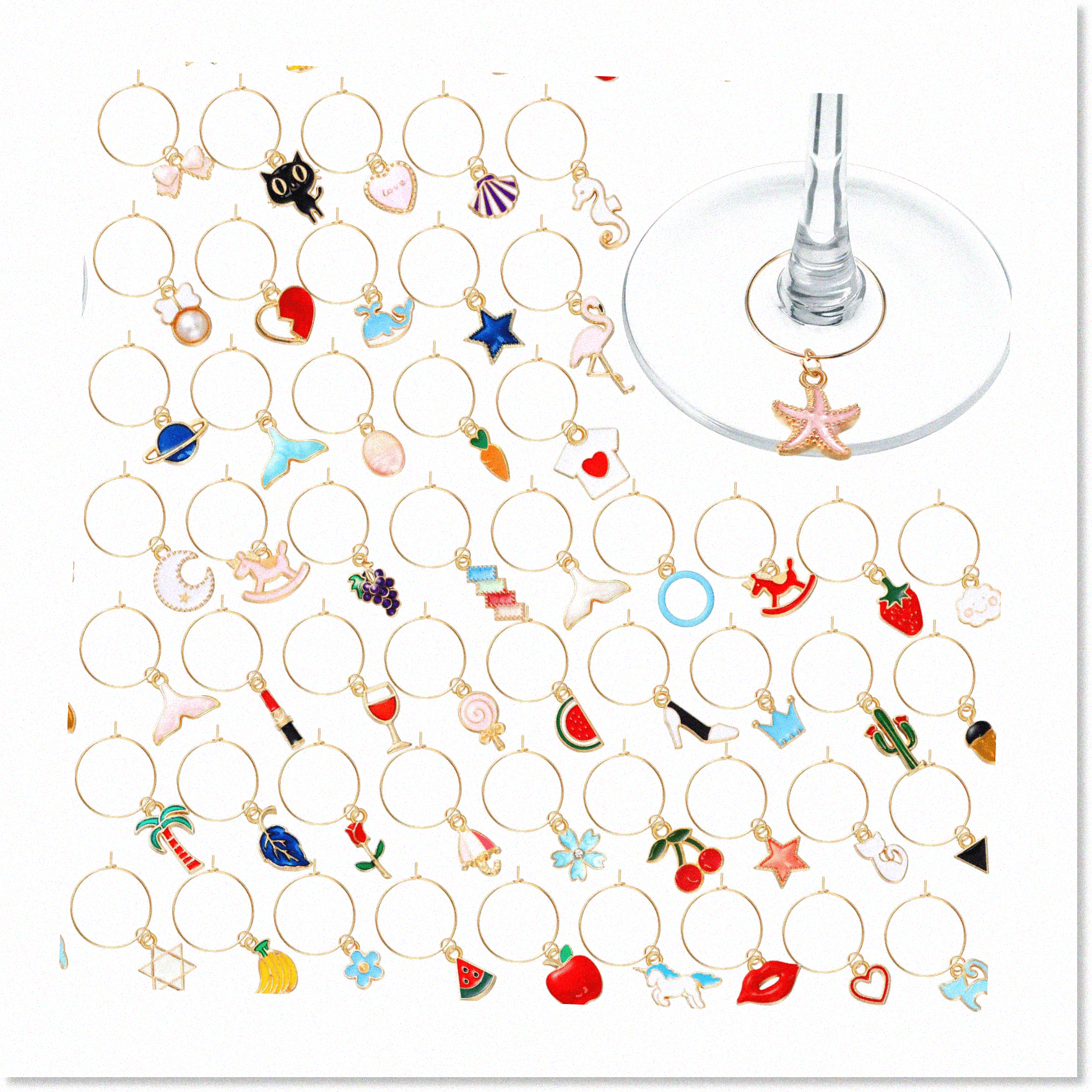 300 Wine Glass Charms Markers - Perfect for Identification, Decoration ...