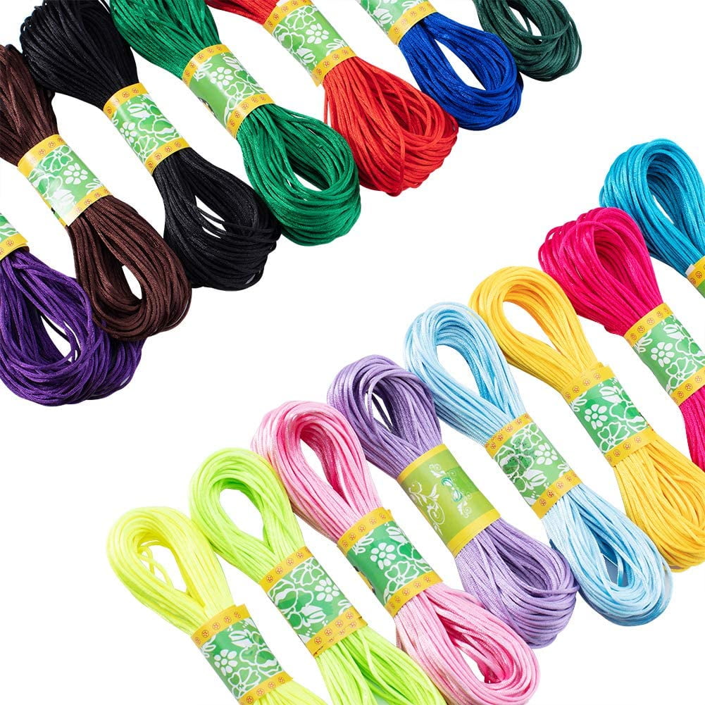 300 Yards 1.5mm Satin Nylon String 15 Colors Rattail Silk Cord Bracelet ...