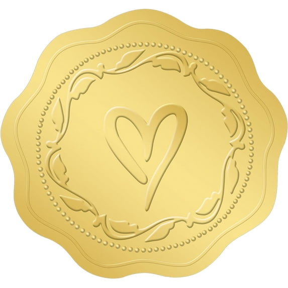300 count Embossed Foil Stickers, Heart Envelope Seals Stickers ...