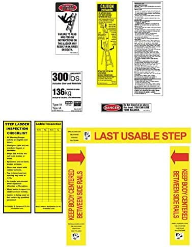 300 lb. 1A Step Ladder Safety Label w/Inspection Tag Package (Pack of 6 ...