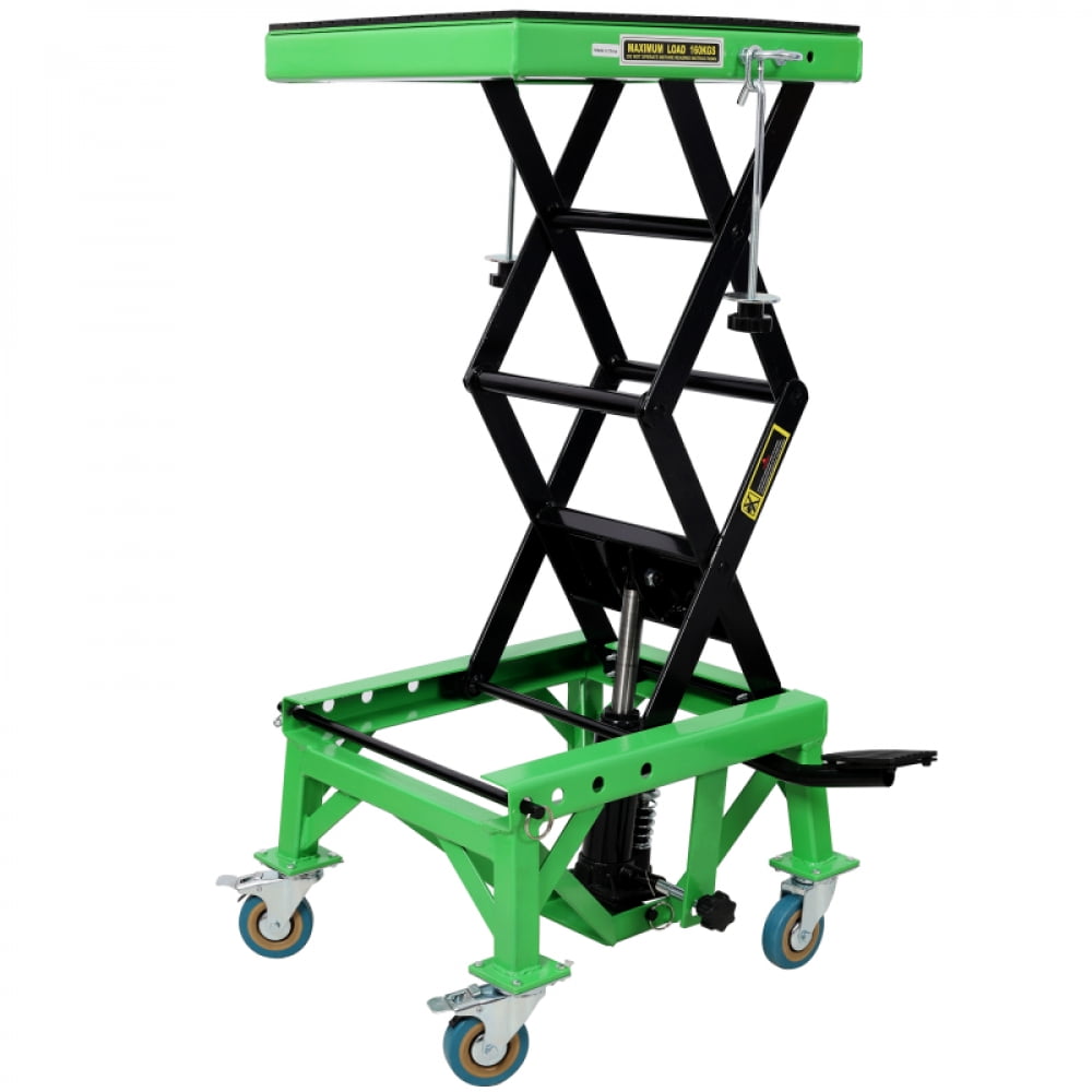 300 lbs Hydraulic Motorcycle Scissor Jack Lift Foot Step Wheels for ...
