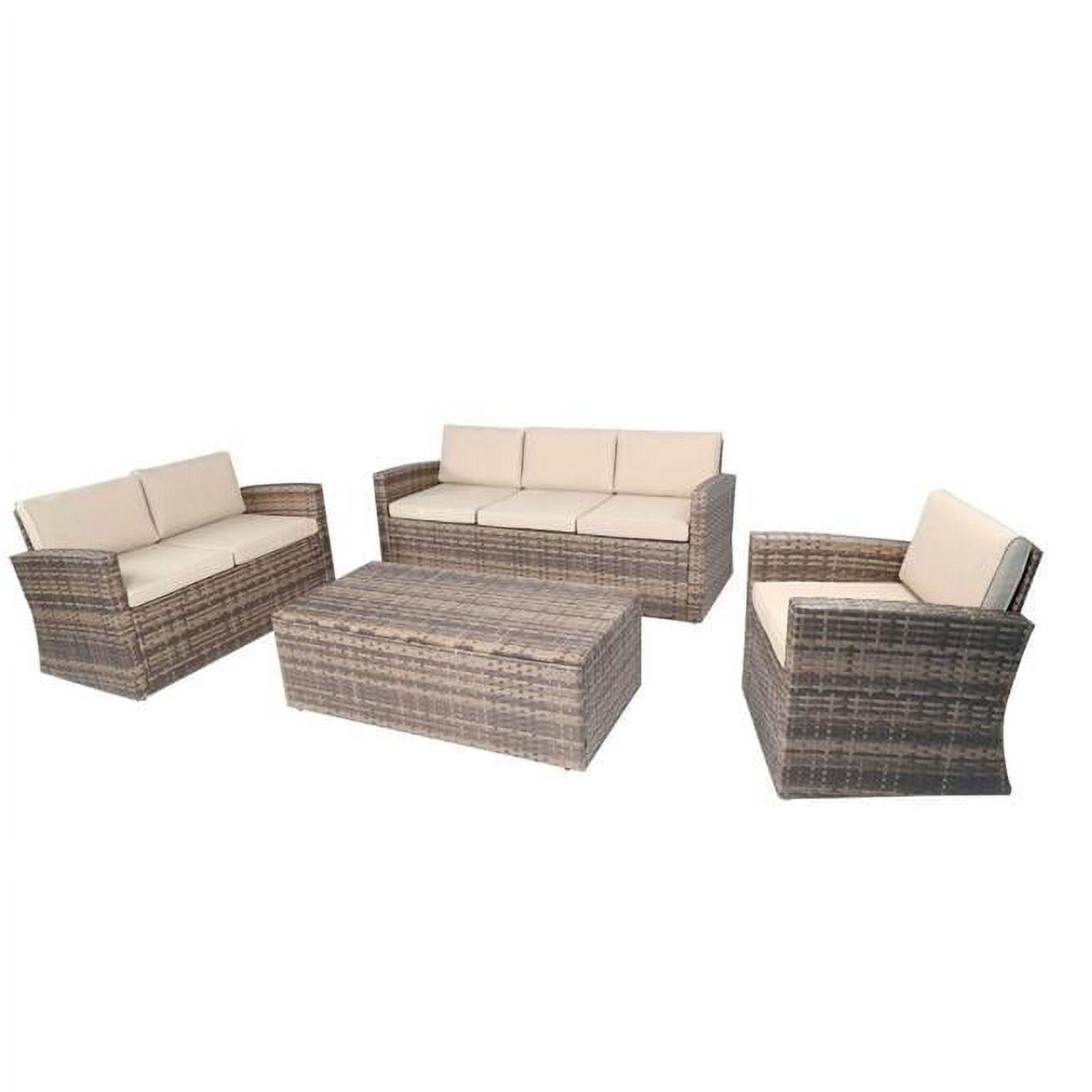300 lbs Outdoor Full Sofa Coffee Table Rattan Pool Patio Garden Set - 4 ...