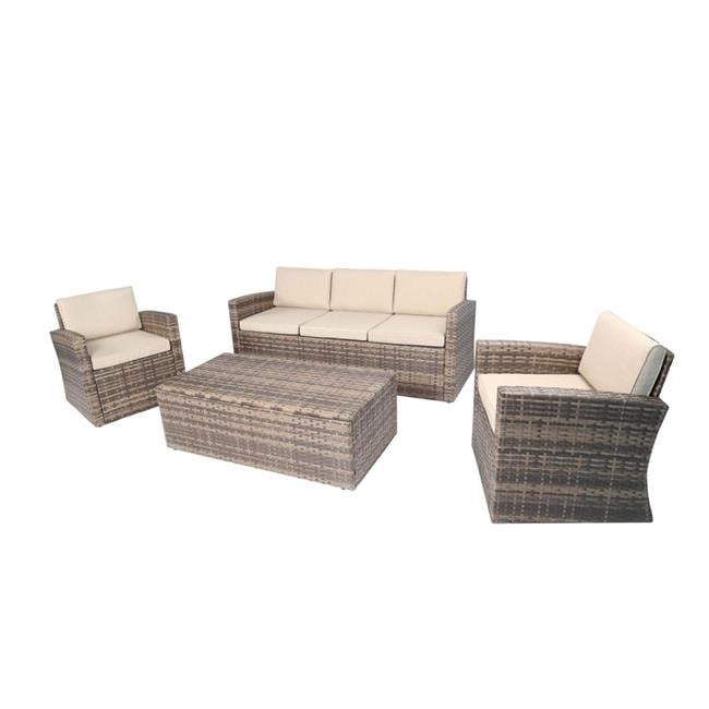 300 lbs Outdoor Full Three Seat Sofa Coffee Table Rattan Pool Patio ...