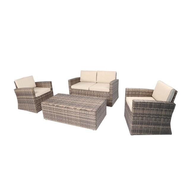 300 lbs Outdoor Full Two Seat Sofa Coffee Table Rattan Pool Patio ...