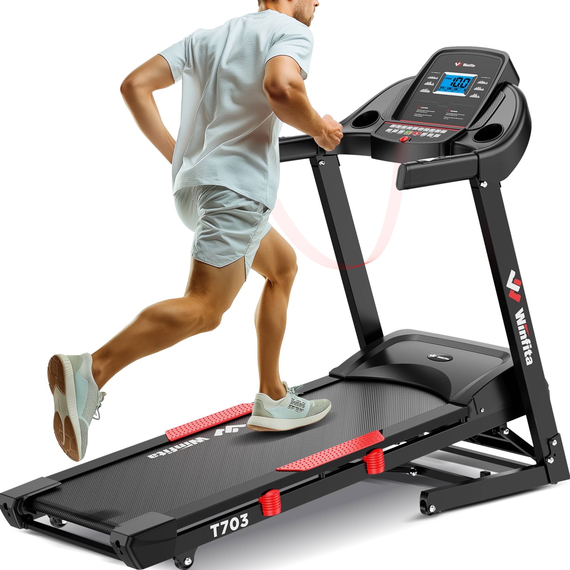 300 lbs Portable Folding Treadmill, Foldable Compact Treadmill for Home ...